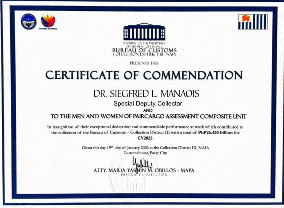 NAIA Paircargo Assessment Composite team received commendation - Reporma